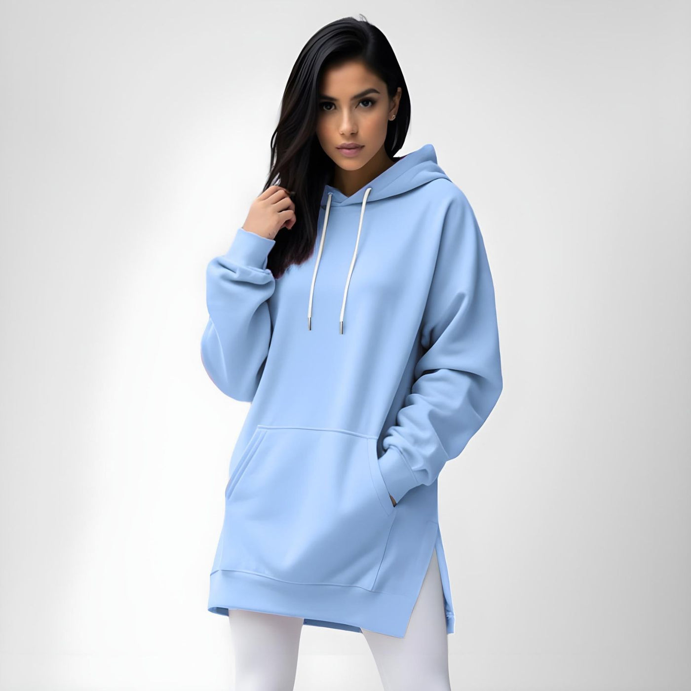 Women's Hoodie Dress - Casual Long Sleeve Pullover Sweatshirt Dress